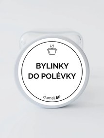 Samolepka na kořenky BYLINKY DO POLÉVKY bílá 5 cm tučné písmo