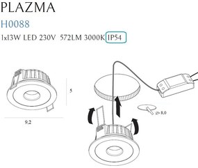 Maxlight H0088 PLAZMA Zápustné svítidlo IP54, černé