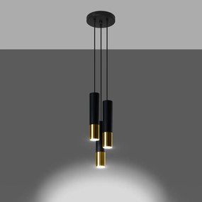 Sollux Lighting Závěsné svítidlo LOOPEZ 3P černé/zlaté