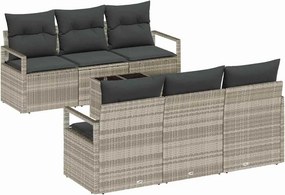Set pohovek 7 ks 6-Počet míst Světle šedá polyratan 3346272