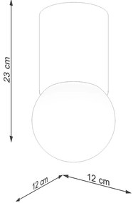 Stropní svítidlo Boomo, 1x bílé skleněné stínítko, dřevo, (23 cm)