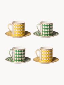 Sada šálků na espresso's podšálky Chess, 4 díly
