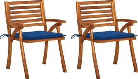 vidaXL Zahradní jídelní židle s poduškami 2 ks masivní akáciové dřevo [3060783] Barva: krémová