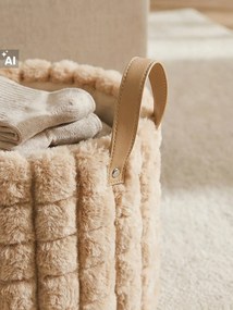 Sinsay - Úložný koš s hebkým povrchem a uchy - béžová