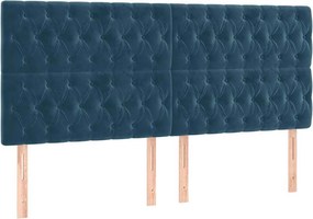Čelo postele tmavě modré 200x7x118/128 cm sametové 3116738