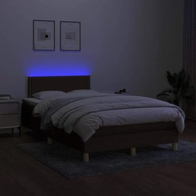 Box spring postel s matrací a LED tmavě hnědá 120x200 cm textil 3133624