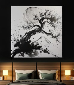 Obraz na plátně - Strom života Japonský minimalismus FeelHappy.cz Velikost obrazu: 140 x 140 cm