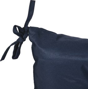 sada 2 polštářů na sezení, 98 x 50 cm Polštář na židli s poutky, potah z tkaniny, tloušťka 8 cm Tmavě modrá barva