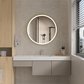 Erga Olivia, kulaté LED zrcadlo 70cm, zlatý kovový rám, 1610 lm, 6500K, ERG-V01-202-7070-GD