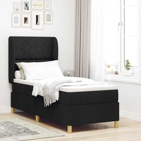 Postel s boxspringem s čelo Černý 200 x 80 cm textil 3340783