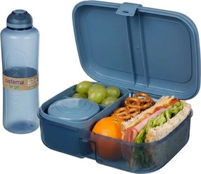 Set svačinového boxu s lahví - Svačinový box Ribbon 1,1 l a láhev Swift 480 ml, mix barev - SISTEMA Barva krabiček SISTEMA: Modrá