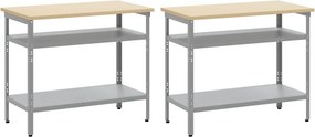 Sada pracovního stolu 2 ks Beige a šedá Práškově lakovaná ocel 3321390