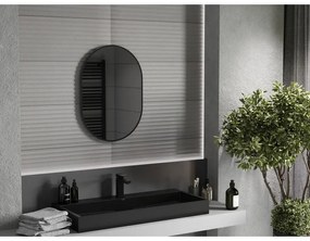 Mexen Loft, oválné koupelnové zrcadlo 70 x 50 cm, barva rámu černá matná, 9851-070-050-000-70