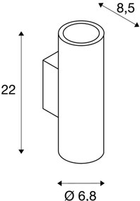 SLV 151800 Enola_B, černé nástěnné svítidlo, 2x50W GU10, výška 22cm