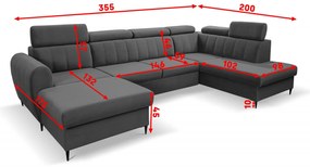 Sedací souprava Faria XL U pravá šedá