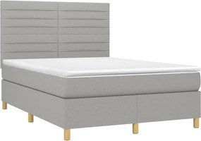 Box spring postel s matrací světle šedá 140 x 190 cm textil 3142409