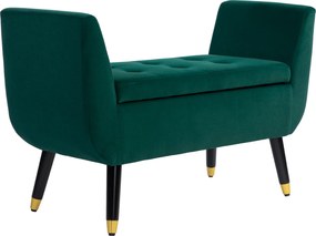 HOMCOM Luxusní sedací lavice Čalouněná lavice s úložným prostorem Područky Truhlicová lavice Sametový polyester kaučukovník Zelená 107 x 42 x 65 cm