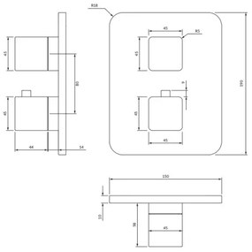 Omnires PARMA PM7436GR Vanová/sprchová termostatická baterie, grafit - Omnires