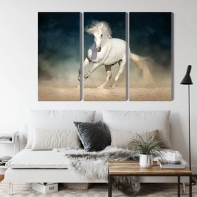Vícedílný obraz Bílý Kůň Ve Cvalu Nedostatek Nedostatek Plátno Canvas 180x120