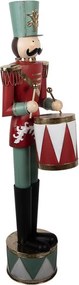 Kovová dekorace Louskáček Nutcracker s bubínkem - 33*33*121 cm