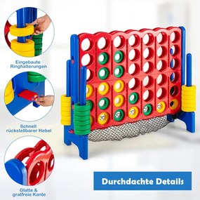 Costway Jumbo sada 4 v řadě 119 cm velká hra pro děti čtyř v řadě, modrý