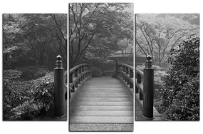 Obraz na plátně - Dřevěný most v podzimní zahradě 1186QC (135x90 cm)