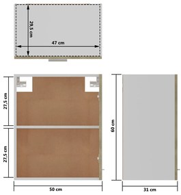 Závěsné skříňky 2 ks dub sonoma 50 x 31 x 60 cm dřevotříska - Default Title