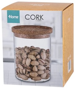 4Home Skleněná dóza na potraviny s víkem Cork, 650 ml, 650 ml