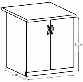 Dolní kuchyňská skříňka D80 Sillina (ořech milano). 1015117