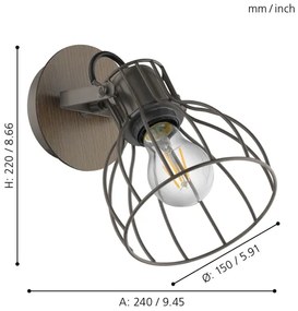 Eglo 98134 - Nástěnné bodové svítidlo SAMBATELLO 1xE27/40W/230V