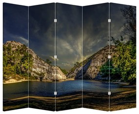 Paraván - Krajina s jezerem (210x170 cm)