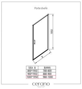 CERANO - Sprchové křídlové dveře Porte L/P - chrom, transparentní sklo - 100x195 cm