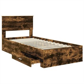 Rám postele Uzený dub a stříbrná 75 x 190 cm Kompozitní dřevo 3408330