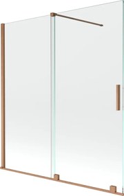 Mexen Velar, 2-křídlová posuvná vanová zástěna 150 x 150 cm, 8mm čiré sklo, měděná matná, 896-150-000-01-65