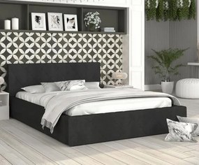Luxusní postel CARO 180x200 s kovovým zdvižným roštem ČERNÁ