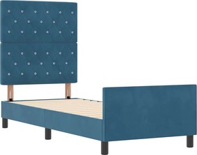 Postel s boxspringem s čelo Tmavě modrá 80 x 200 cm samet 3344841