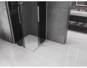 Mexen Velar L Duo, sprchový kout s posuvnými dveřmi 100 x 100 cm, 8mm šedé sklo, broušená ocel, 871-100-100-02-43-97