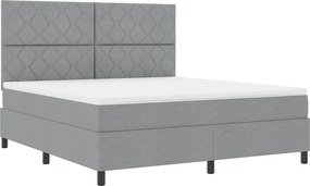 Postel s boxspringem s čelo Světle šedá 180 x 200 cm textil 3339483