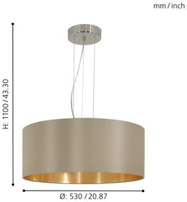 Eglo 31607 - Lustr na lanku MASERLO 3xE27/60W/230V