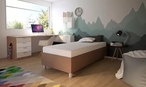 BLANÁŘ Zvýšená čalouněná postel s úložným prostorem NEPTUN 90x200, béžová