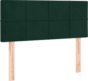 Box spring postel s matrací a LED tmavě zelená 90x200 cm samet 3134384