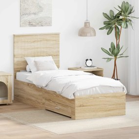 Rám postele Sonoma dub a stříbrná 70 x 190 cm Kompozitní dřevo 3411370