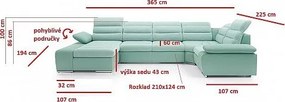 CZ Nábytkář - Kasvo Sedací souprava COMOROS II. &quot;U1&quot; (AKCE) + rozklad | Orientace: levá,Varianta: Malmo new 72