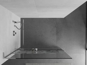 Mexen Kioto+ L, sprchová zástěna Walk-In s poličkou a věšákem 70 x 200 cm, 8mm čiré sklo bílý vzor, ​​chromový profil, 800-070-123-01-85