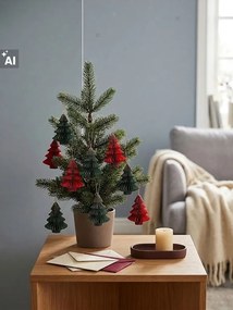 Sinsay - Sada vánočních papírových závěsných dekorací ve tvaru vánočních stromků 8 pack - vícebarevná