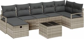 Set pohovek 8 ks 7-Počet míst Světle šedá polyratan 3359211