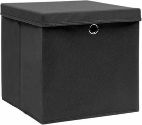 Úložné boxy s víky 4 ks 28 x 28 x 28 cm černé 325188