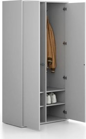 Šatní skříň FRAME, 2 oddíly, 872 x 450 x 1735 mm, PUSH-lock, šedá