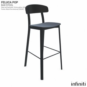 Barová židle Feluca Pop Barva kovové konstrukce: Black ﬁne textured 9004F, Barva sedáku a opěradla z recyklovaného plastu: Coal black IR8022