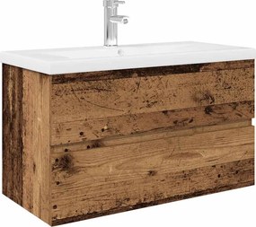 Umyvadlová skříňka s vestavěným umyvadlem a baterie staré dřevo 3328933